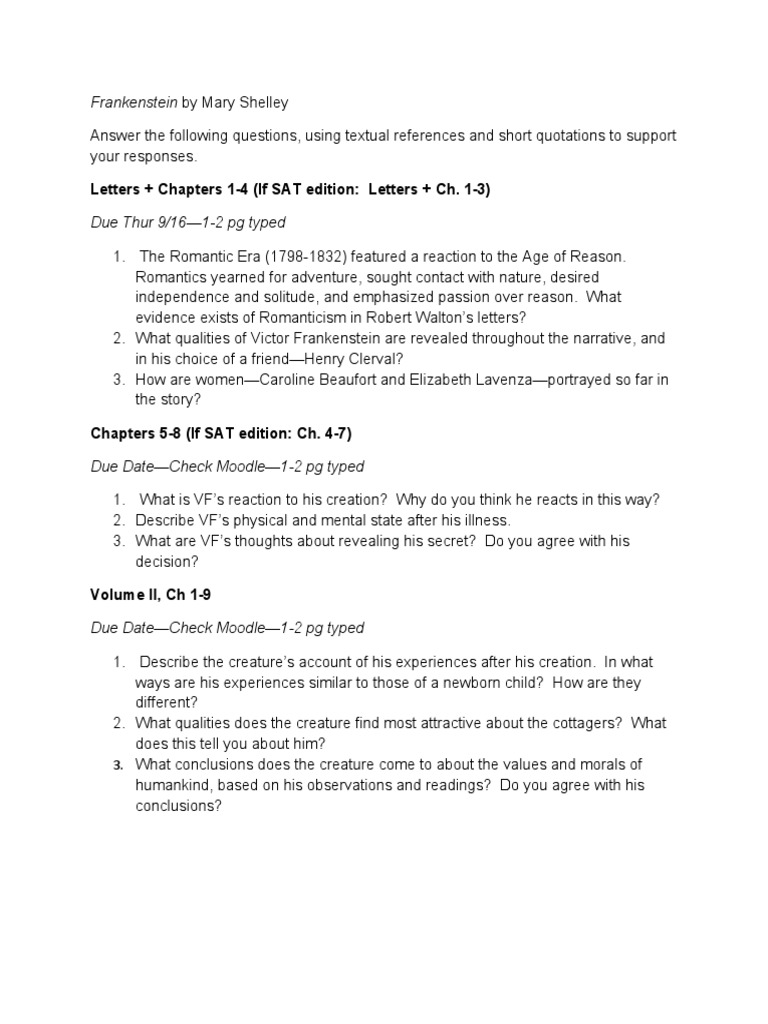 Analysis of Frankenstein's Letters 1-4 | PDF