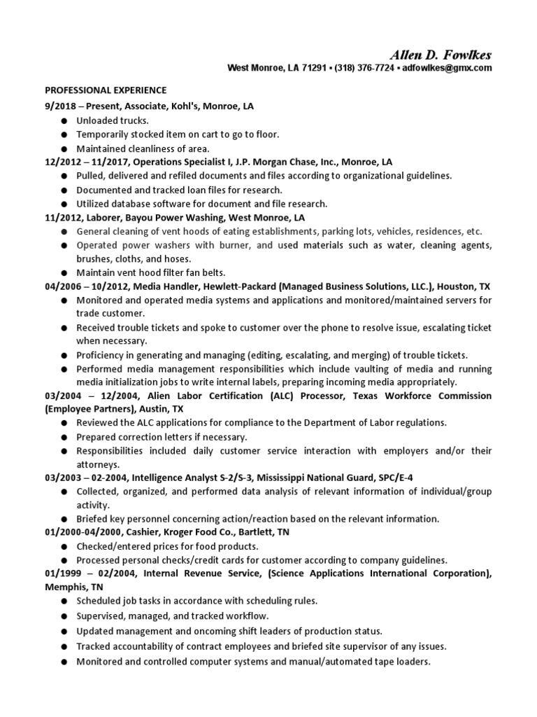 Allen D. Fowlkes Resume Summary | PDF | Internet Explorer | Computing