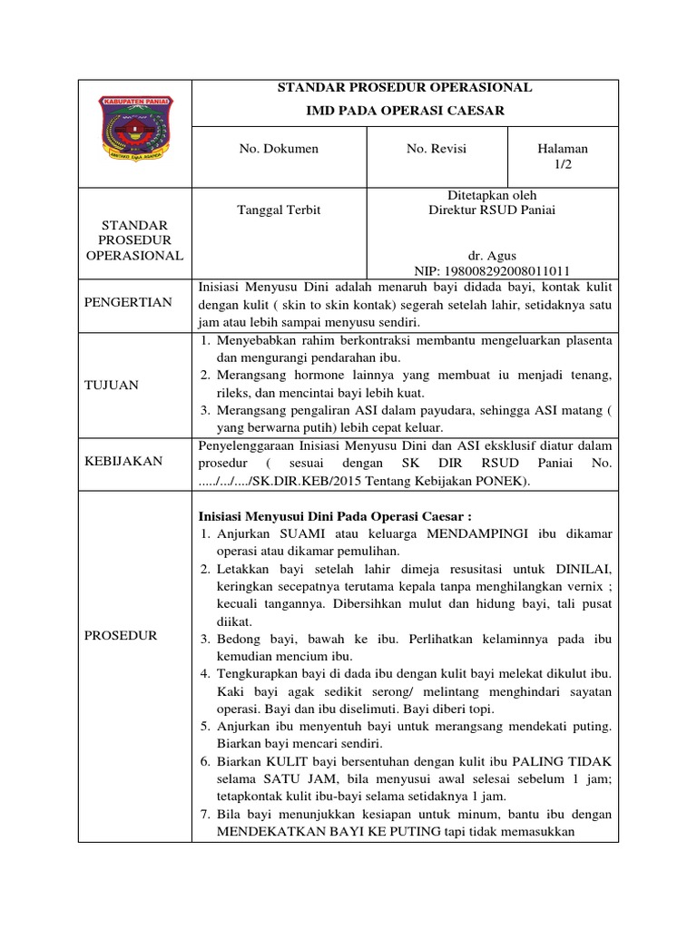 Sop Imd Pada Persalinan Caesar | PDF