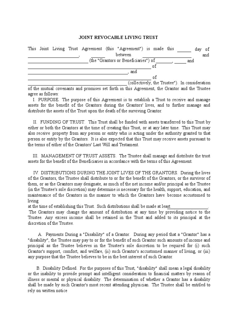 Standard Living Trust Form | PDF | Beneficiary (Trust) | Trust Law