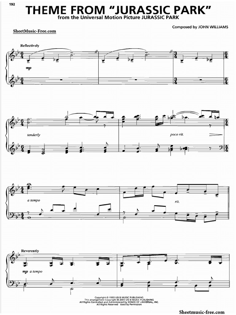 Jurassic Park Sheet Music John Williams PDF | PDF