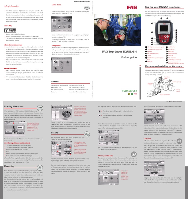 FAG Top-Laser EQUILIGN Pocket Guide Eng | PDF | Menu (Computing ...