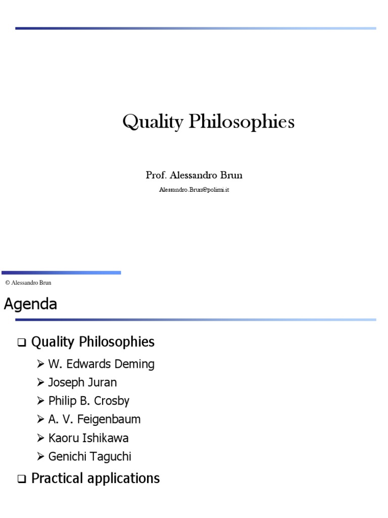 02 - Quality Philosophies | PDF | Supply Chain | Quality (Business)