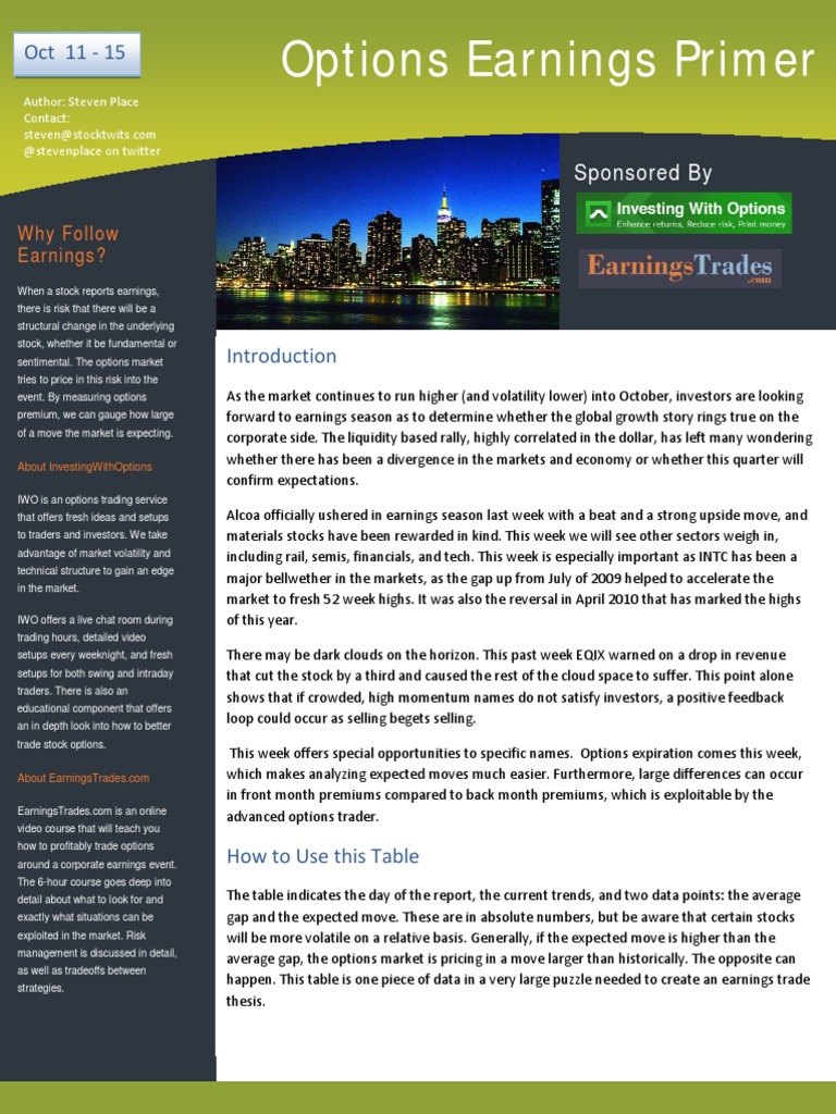 Earnings Primer | PDF | Option (Finance) | Stocks