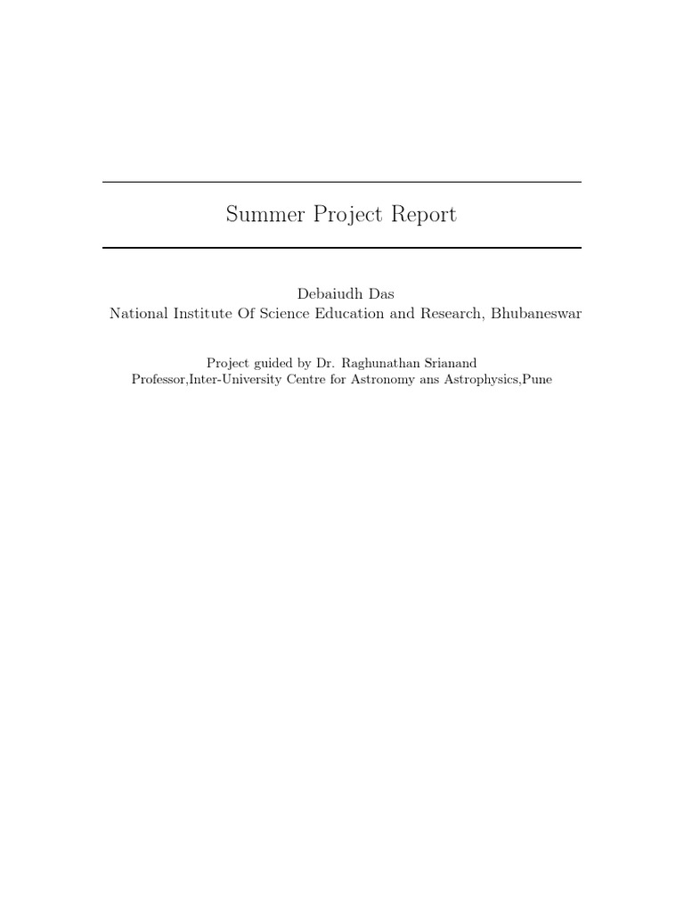 Summer Project Report: Debaiudh Das National Institute of Science ...