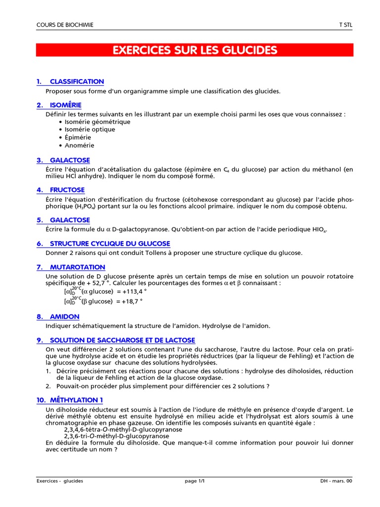TD Glu PDF | PDF | Glucose | Glucide