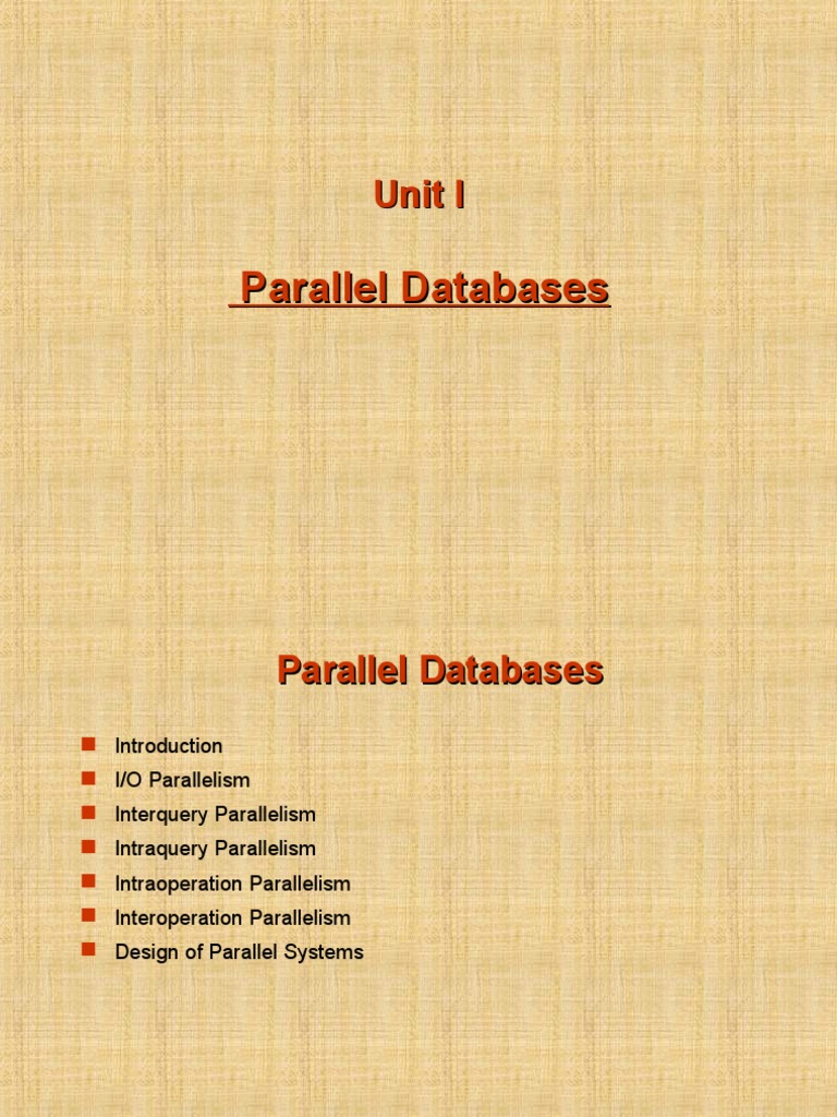 Unit I | PDF | Parallel Computing | Databases