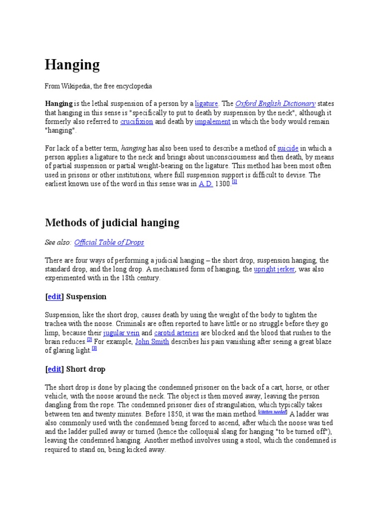 Hanging: Methods of Judicial Hanging | Download Free PDF | Hanging ...