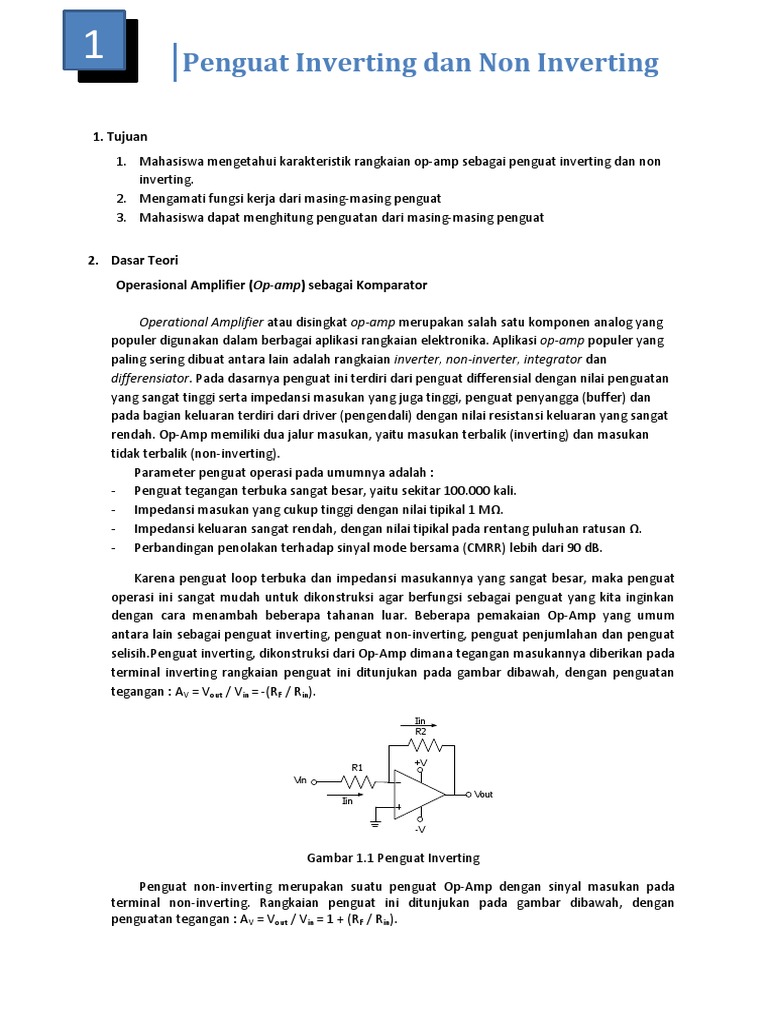 LAB PTE 02 Jobsheet 1 Penguat Inverting Dan Non Inverting PDF | PDF