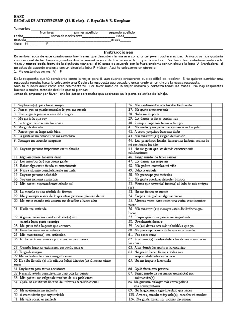 Escala de Autoinforme Basc | PDF | Naturaleza | Violencia