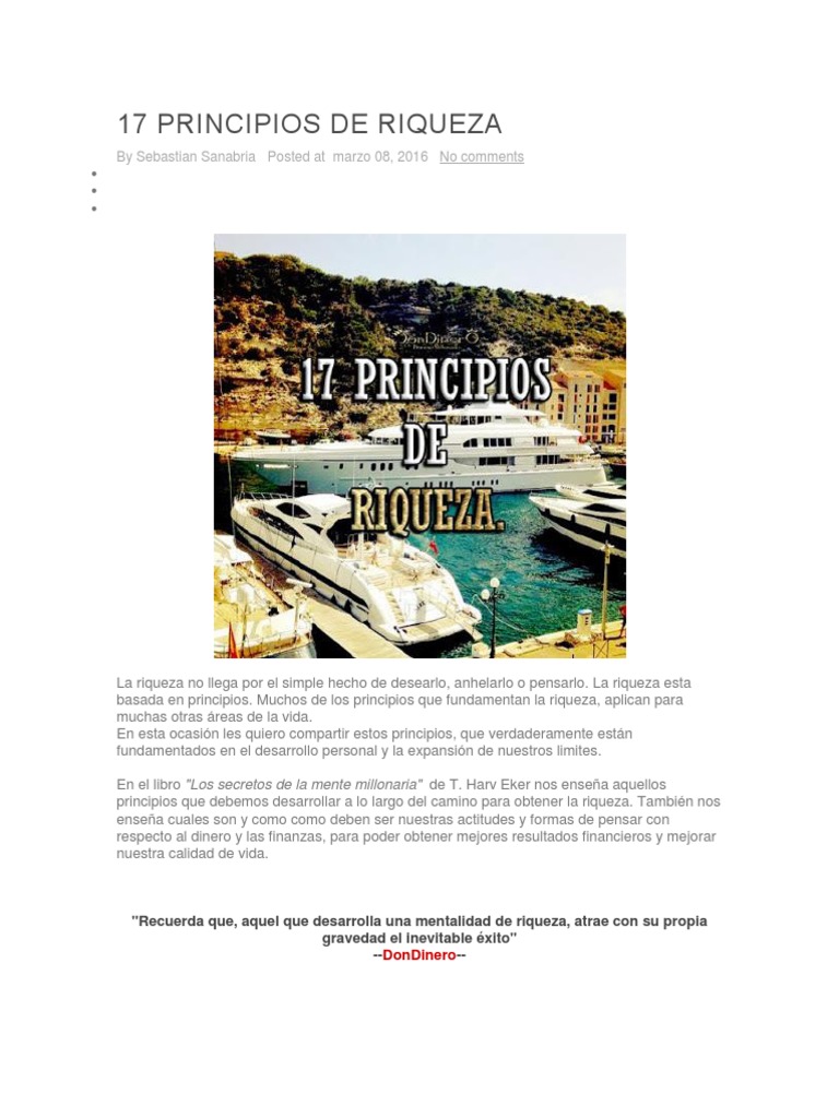 17 Principios de Riqueza | PDF | Ocio