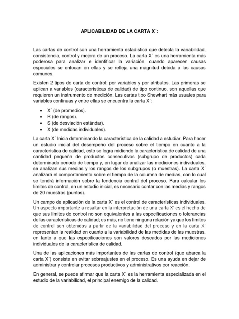 Aplicabilidad de La Carta X | PDF | Estadísticas | Medición