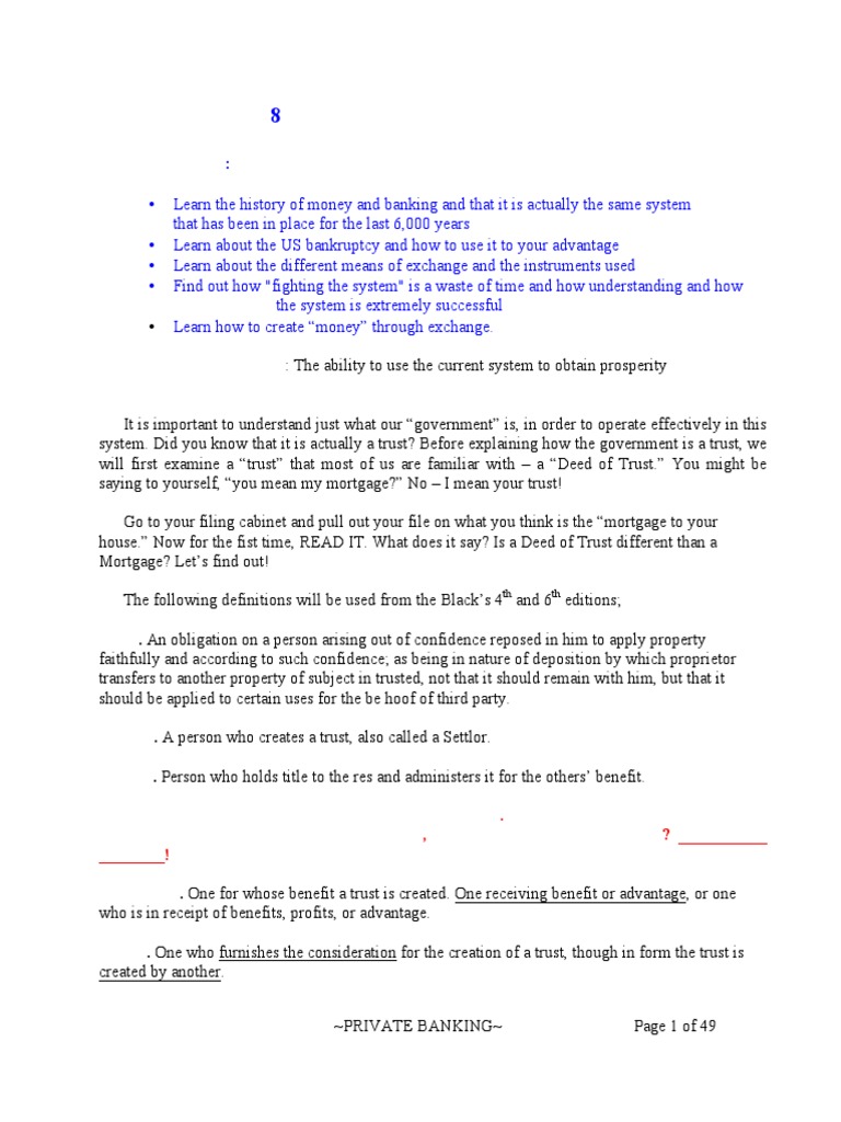 Private Banking | PDF | Lease | Trust Law