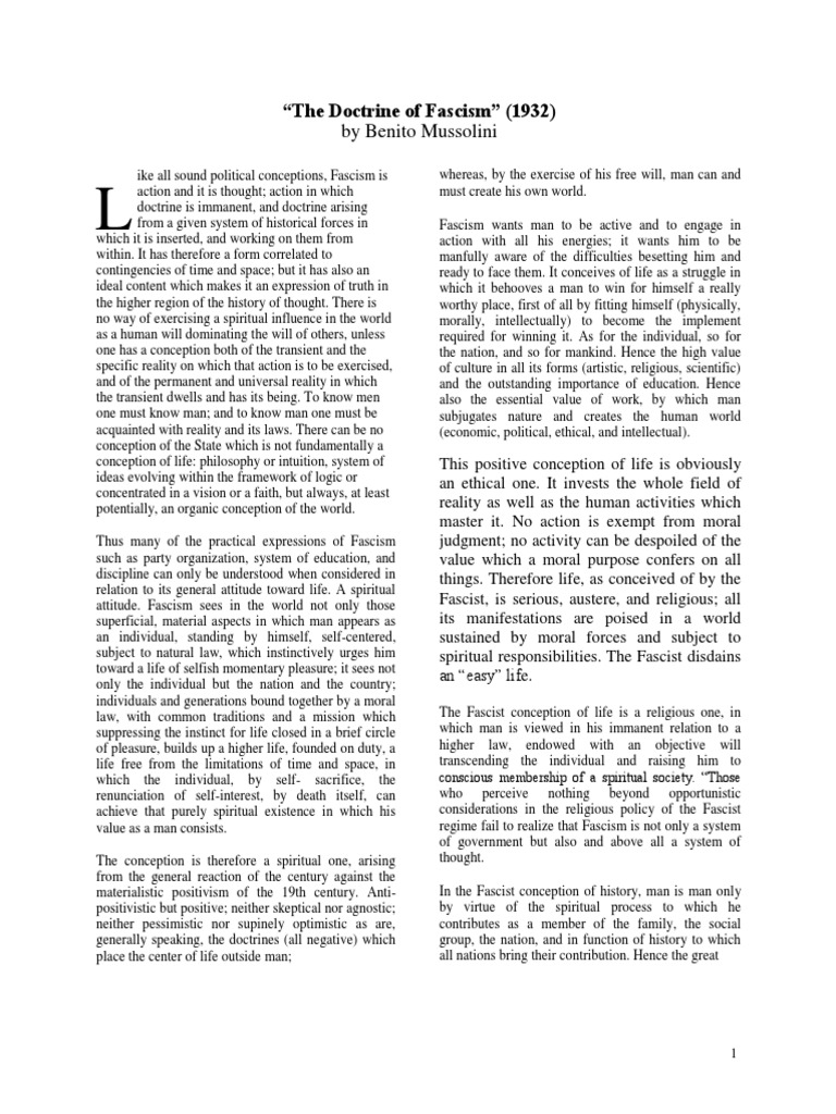 The Doctrine of Fascism | PDF | Fascism | Liberalism