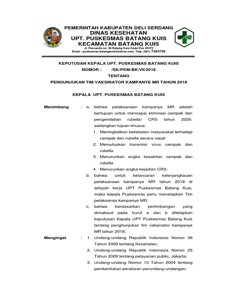 SK Vaksinator MR | PDF