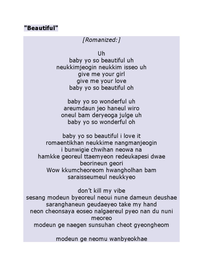 "Beautiful" Lyrics and Translation | PDF | Leisure | Nature