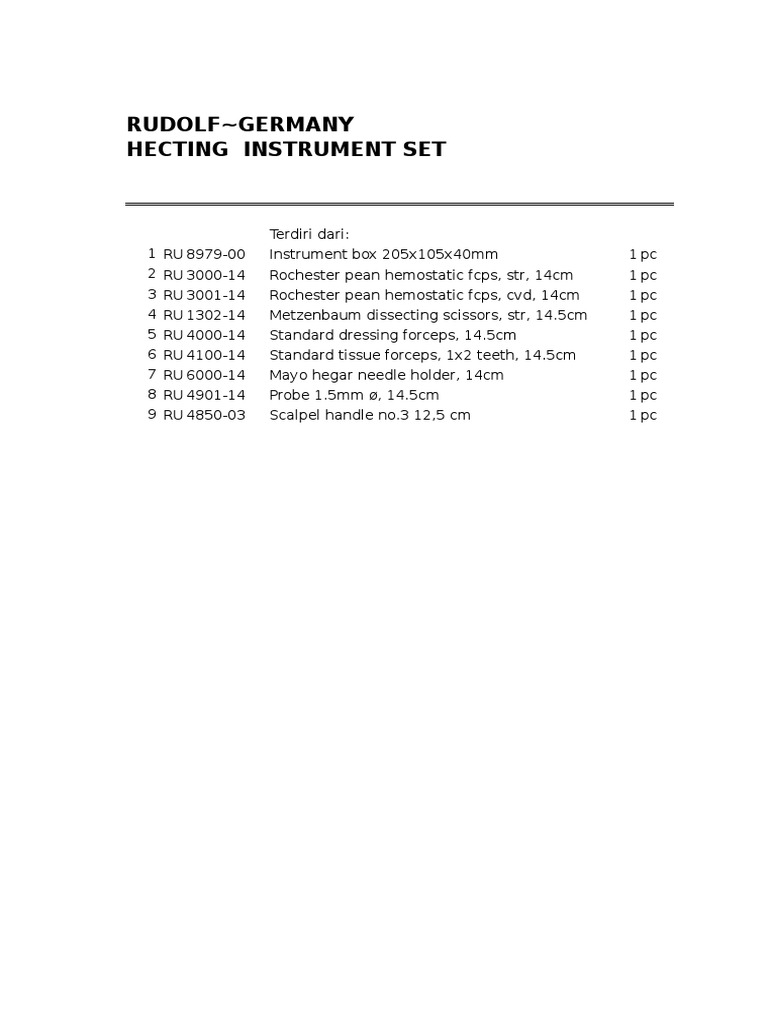 Hecting Instrument Set | PDF