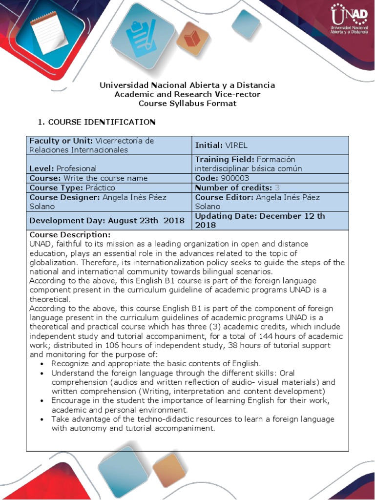 Course Syllabus English B1 | PDF | Curriculum | Conversation