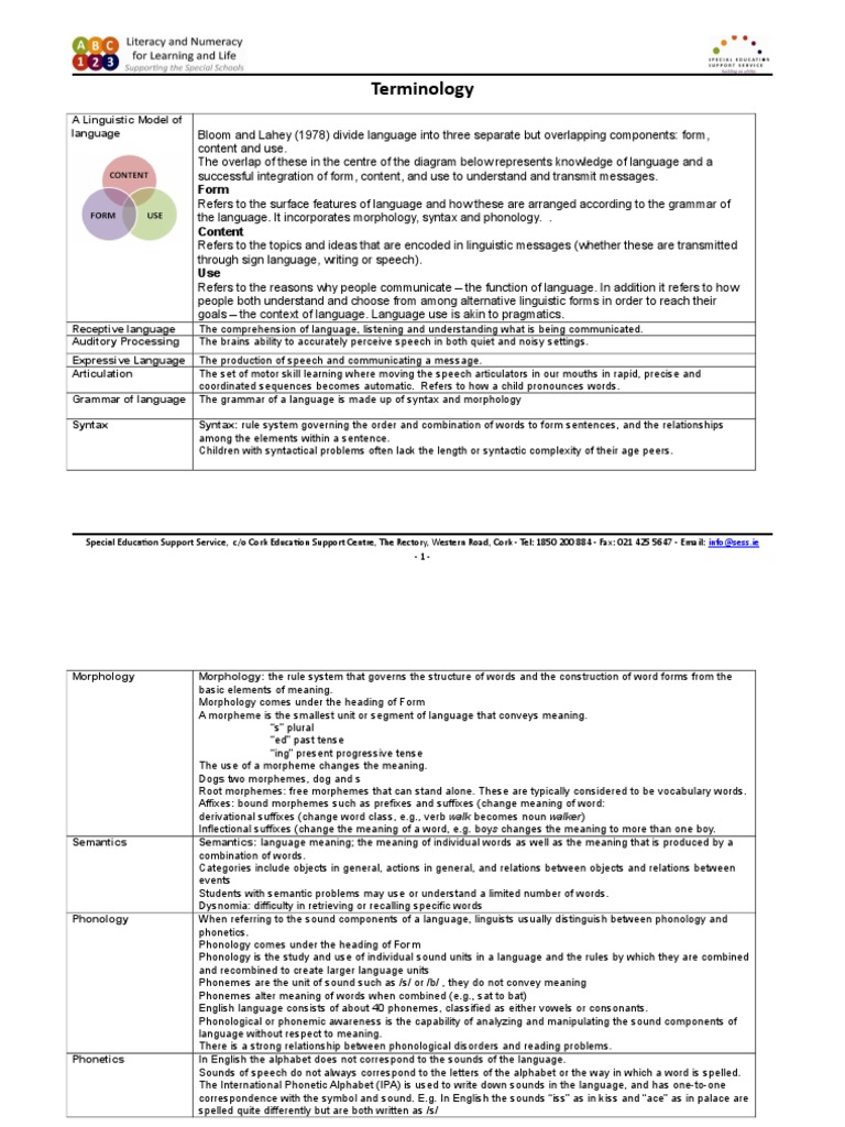 Terminology: A Linguistic Model of Language | PDF | Morphology ...