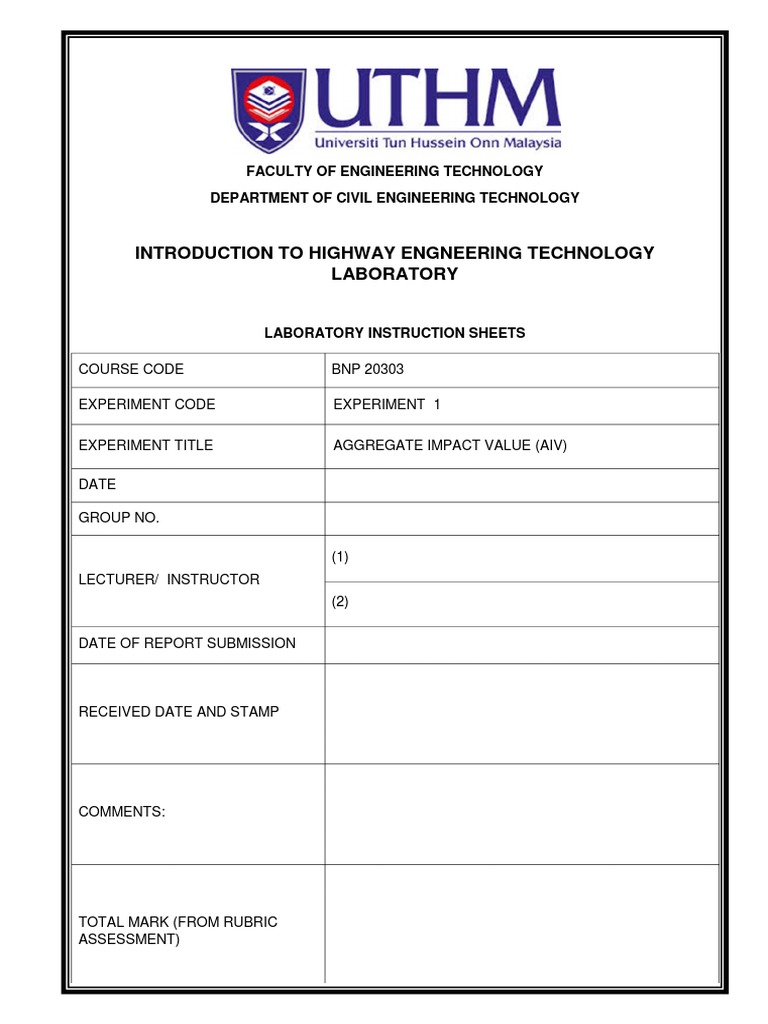 Exp.1 - Labs. Aggregate Impact Value | PDF | Construction Aggregate ...