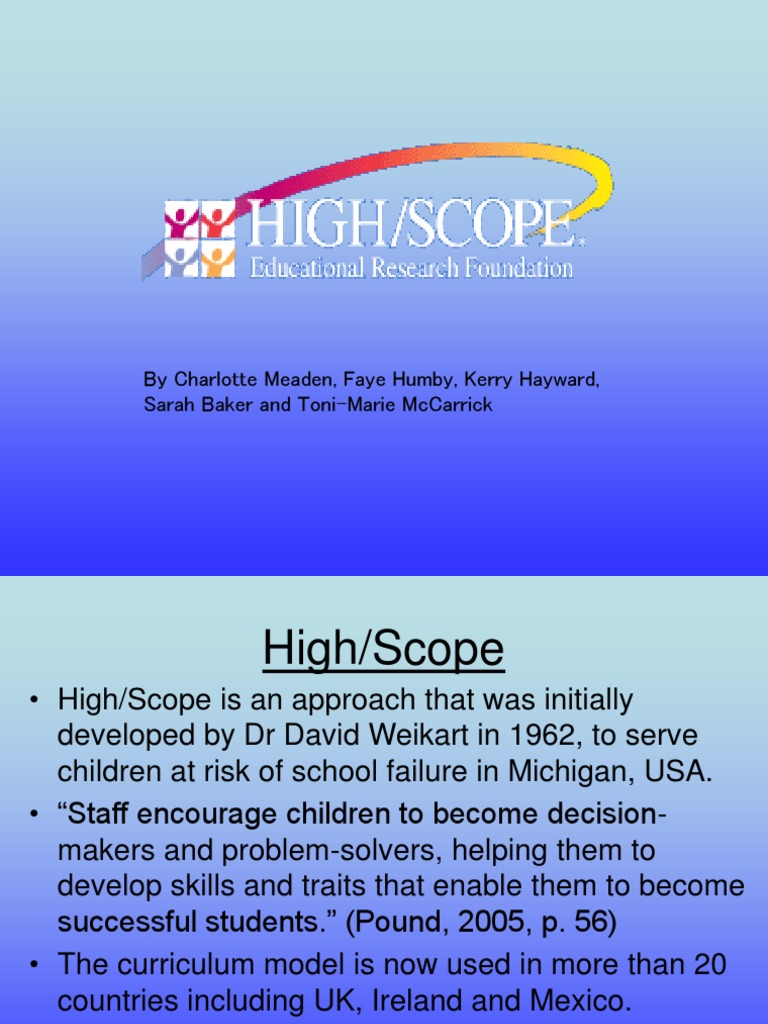 Overview of the High/Scope Approach | PDF | Preschool | Education Theory