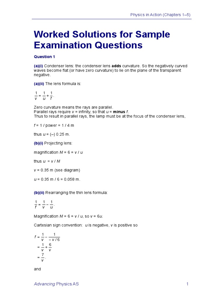 Worked Solutions For Sample Examination Questions | PDF | Fracture ...