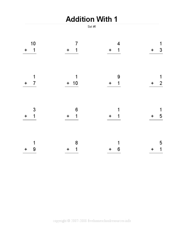 Addition 1 Worksheet PDF | PDF | Business