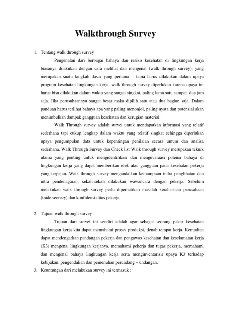 Walkthrough Survey | PDF