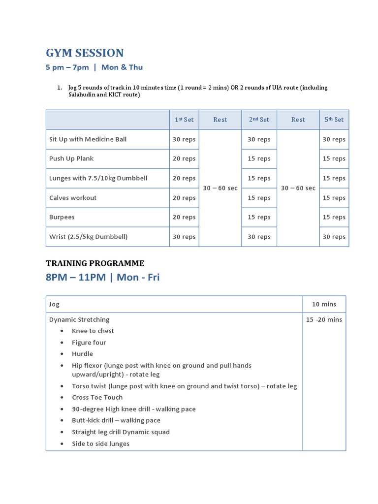 Badminton Training Programme Schedule | Download Free PDF | Games Of ...