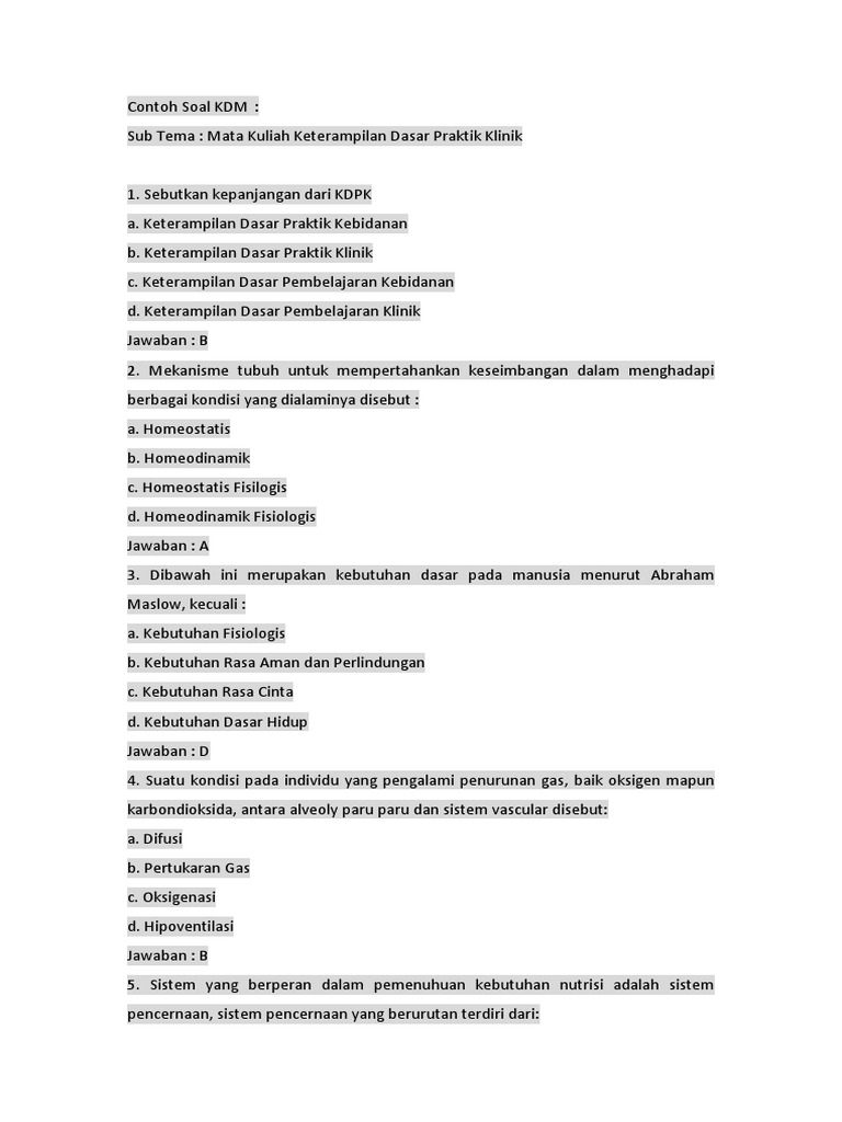 Contoh Soal Kdm Pdf