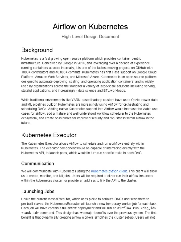 Airflow - Kubernetes Executor Design PDF | PDF | Information Technology ...