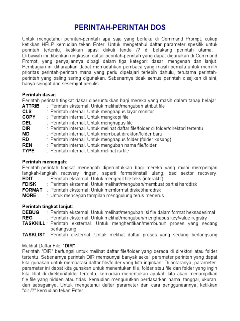Perintah Perintah Dos | PDF