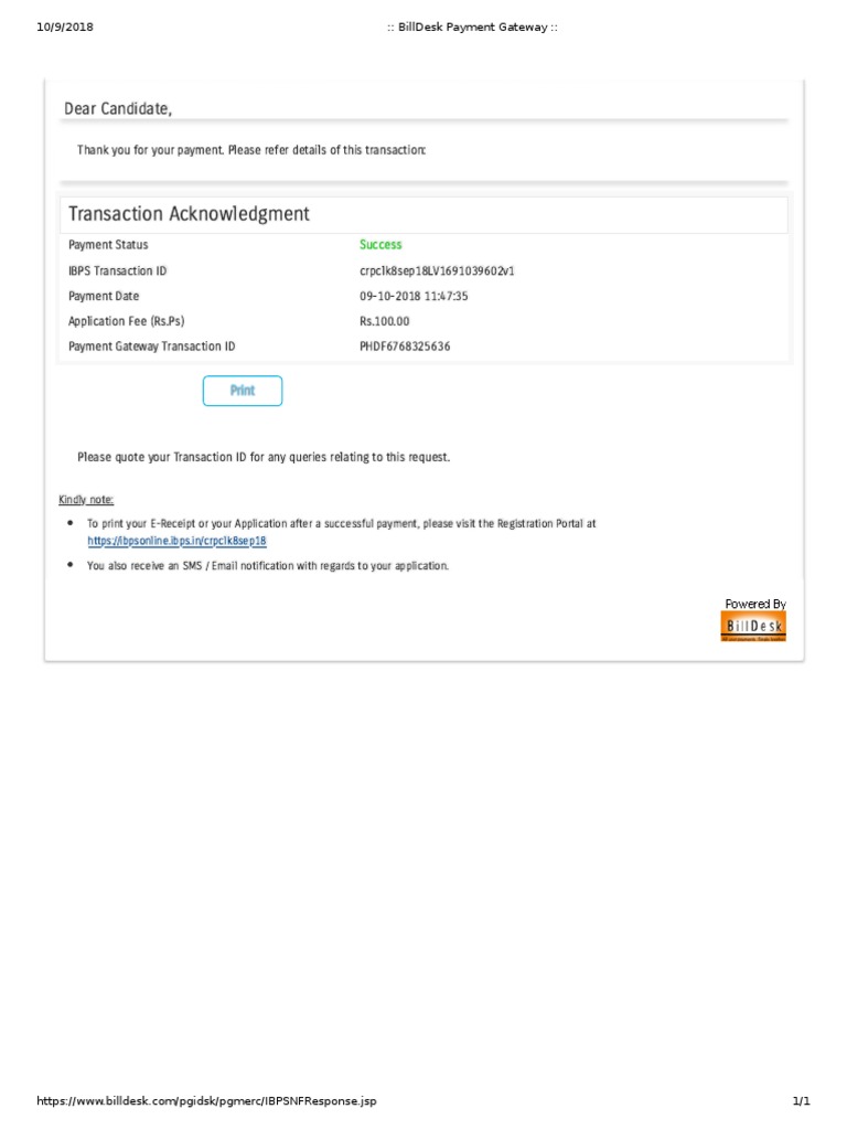 Transaction Acknowledgment: Dear Candidate | PDF