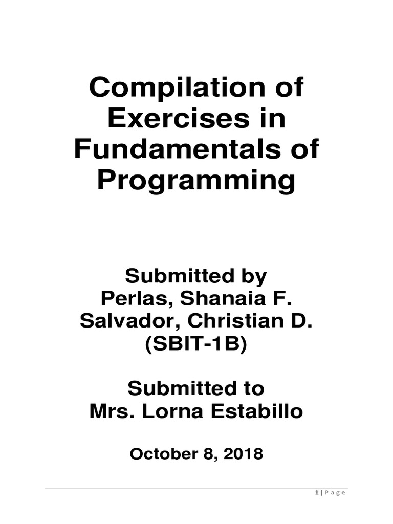 Compilation of Exercises in Fundamentals of Programming | PDF | Variable (Computer Science ...