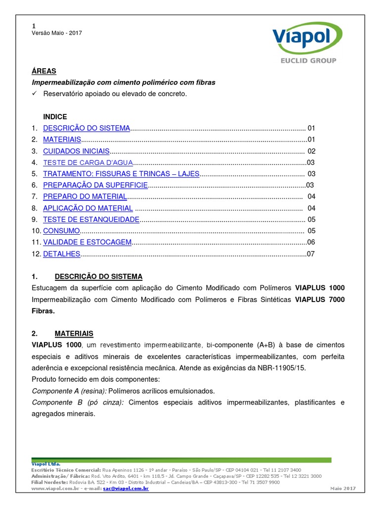 03 Elevado Cimento Polimérico Com Fibras Reservatorio | PDF | Argamassa ...