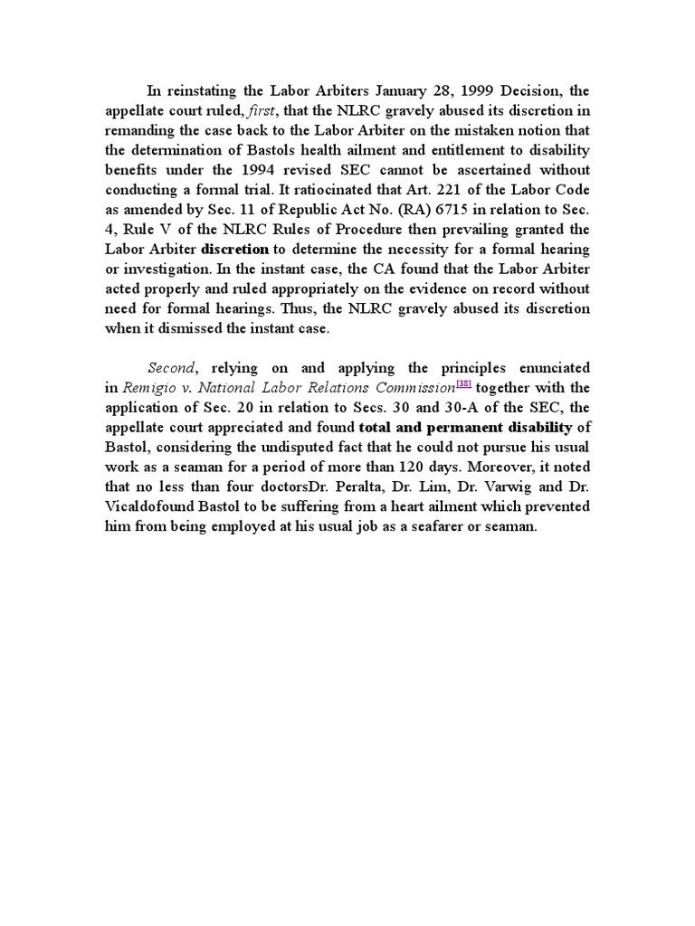 Court Upholds Disability Benefits for Seaman | PDF