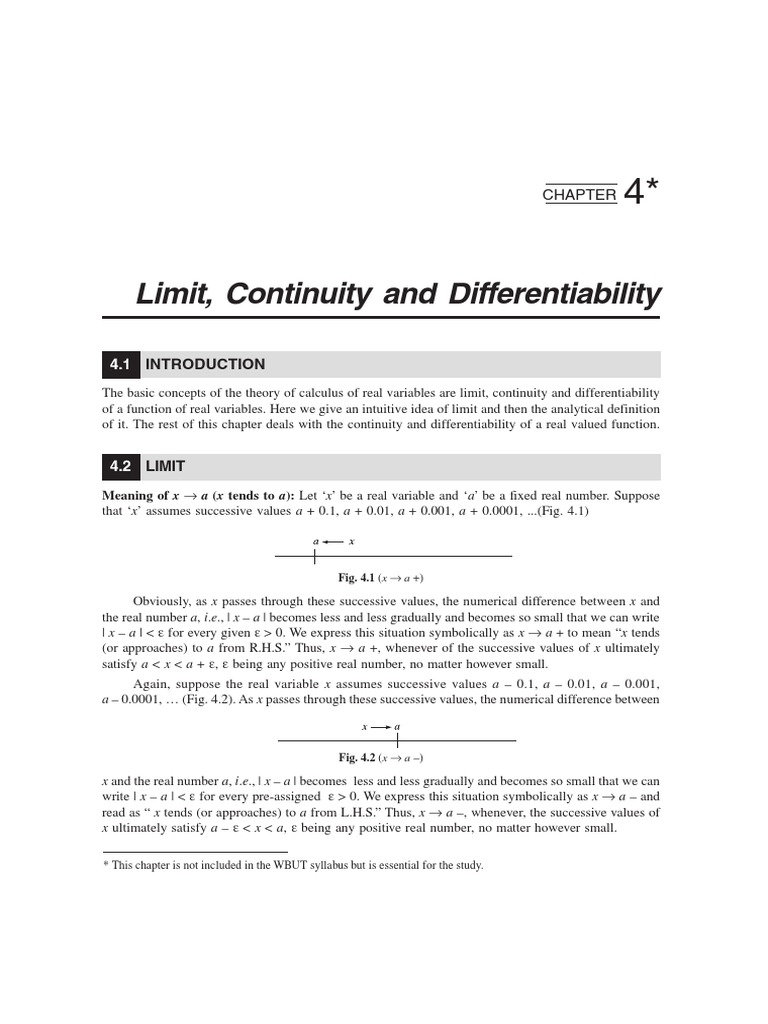 Limit, Continuity and Differentiability: Meaning of X | PDF ...
