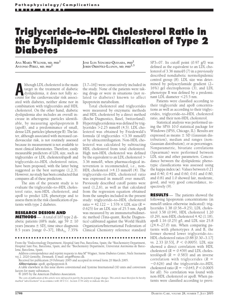 Triglyceride-to-HDL Cholesterol Ratio in The Dyslipidemic ...