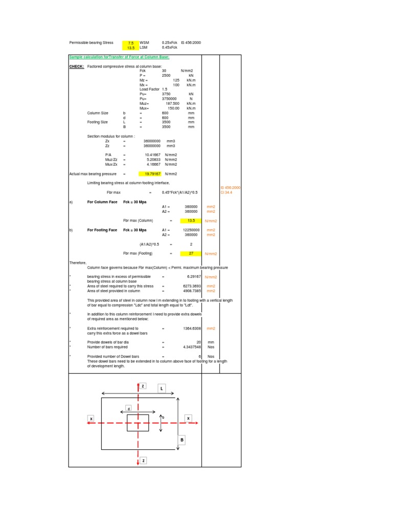 Check:: Sample Calculation Fortransfer of Force at Column Base | PDF | Column | Structural ...