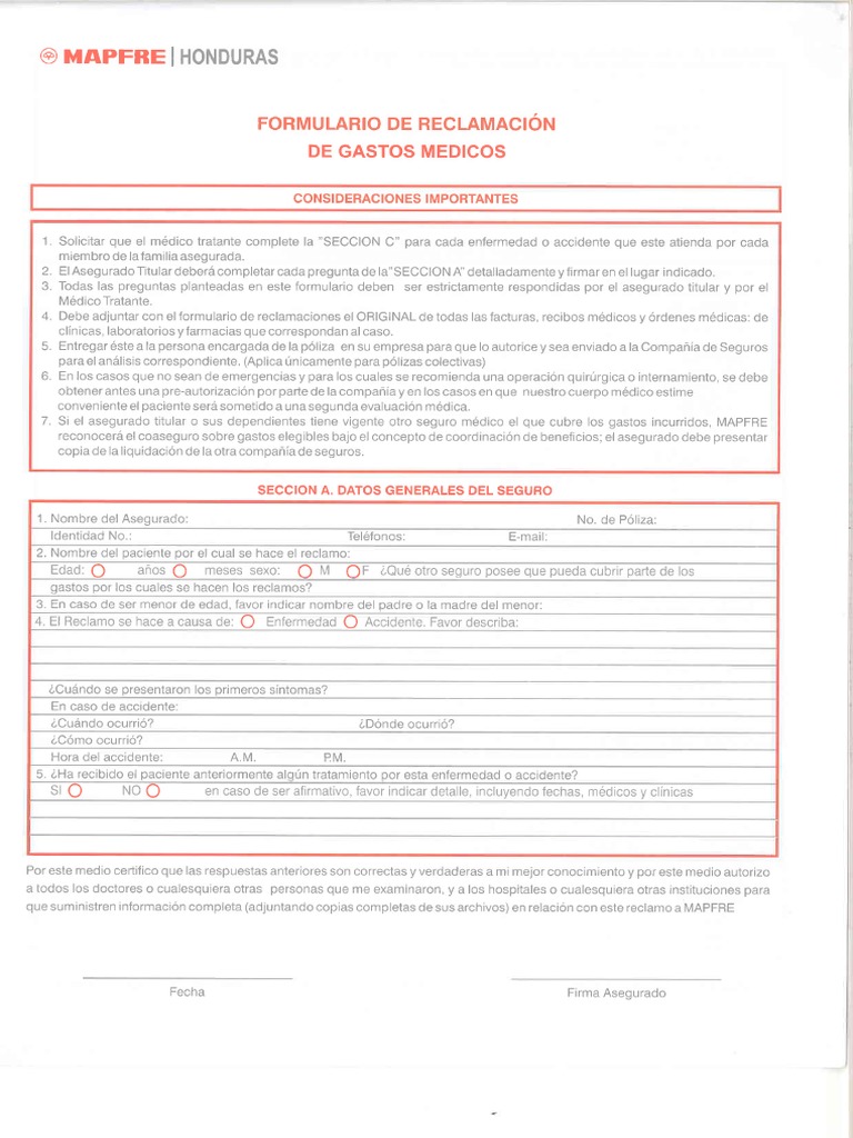 FORMULARIO MAPFRE | Póliza de seguros | Seguro