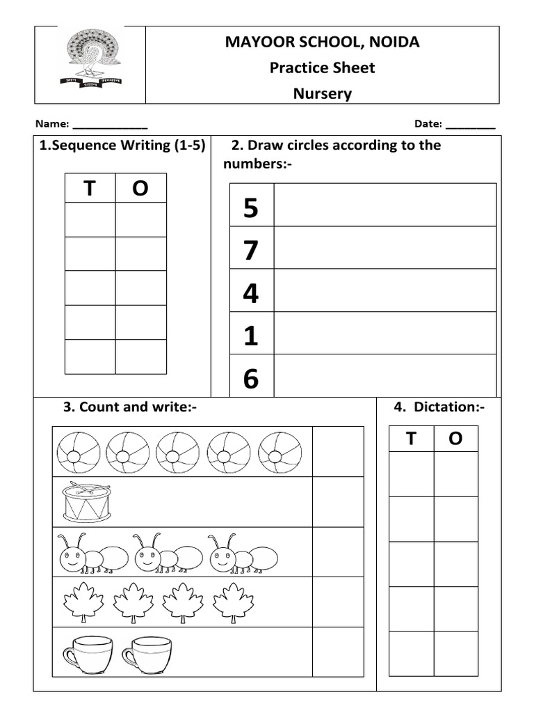 Nursery Sequence Writing Practice | PDF