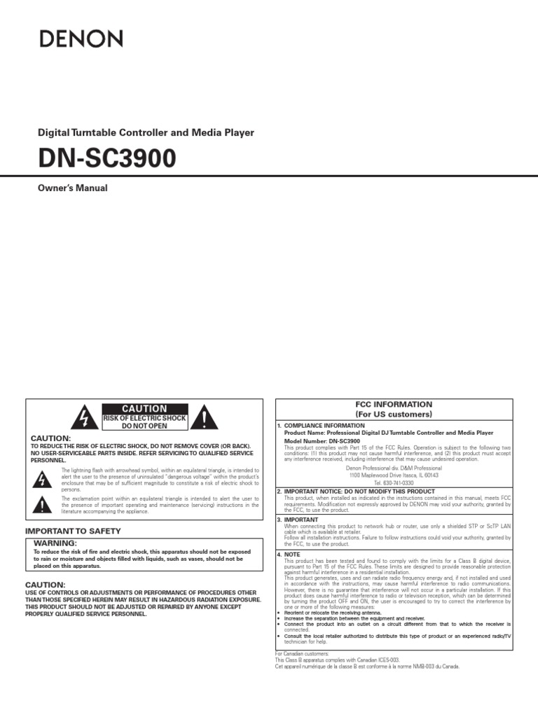 DN-SC3900: Digital Turntable Controller and Media Player | PDF ...