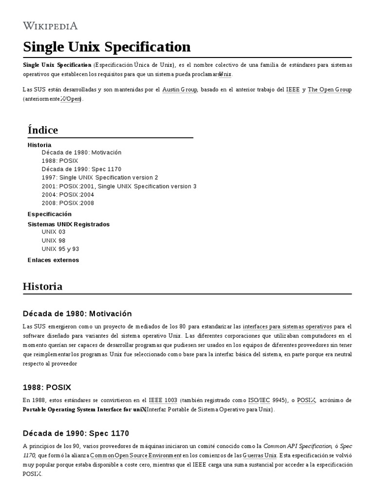 Single Unix Specification Pdf Software Del Sistema Estándares Informáticos