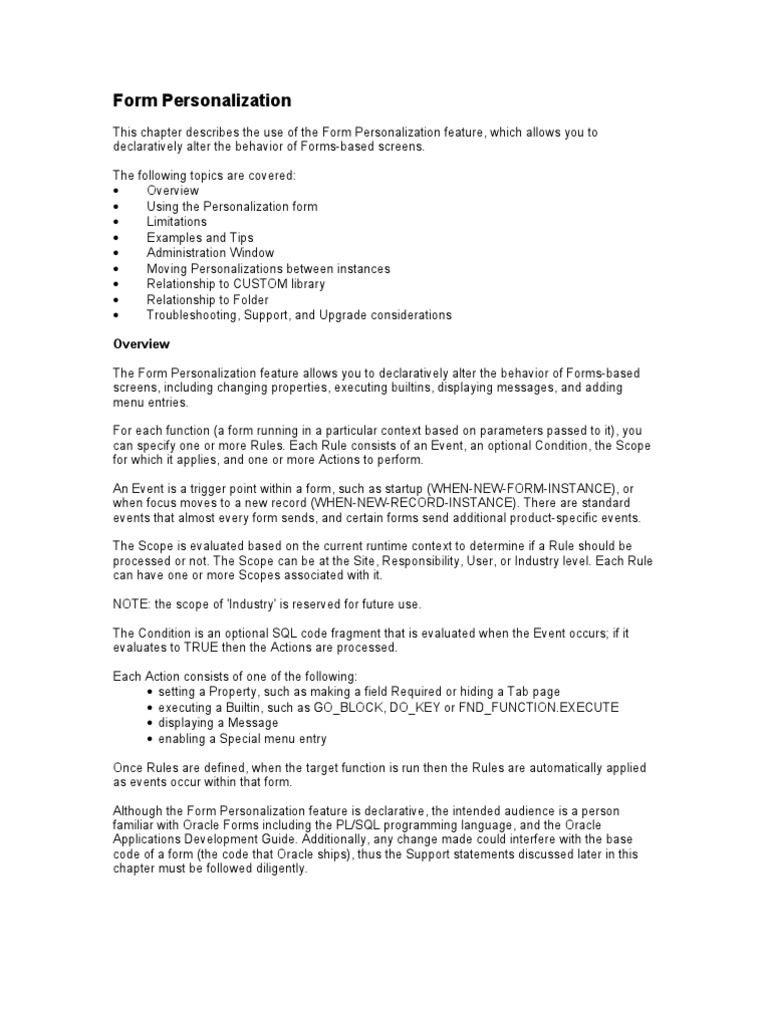 Oracle Forms Personalization Guide | PDF | Parameter (Computer ...