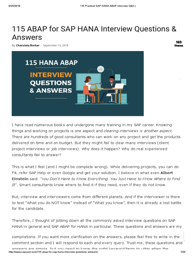 115 Practical SAP HANA ABAP Interview Q&A | PDF | Sql | Databases 115 Practical SAP HANA ABAP Interview Q&A | PDF | Sql | Databases