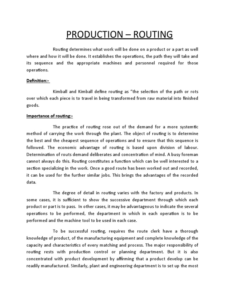 Production - Routing: Definition | PDF | Specification (Technical ...