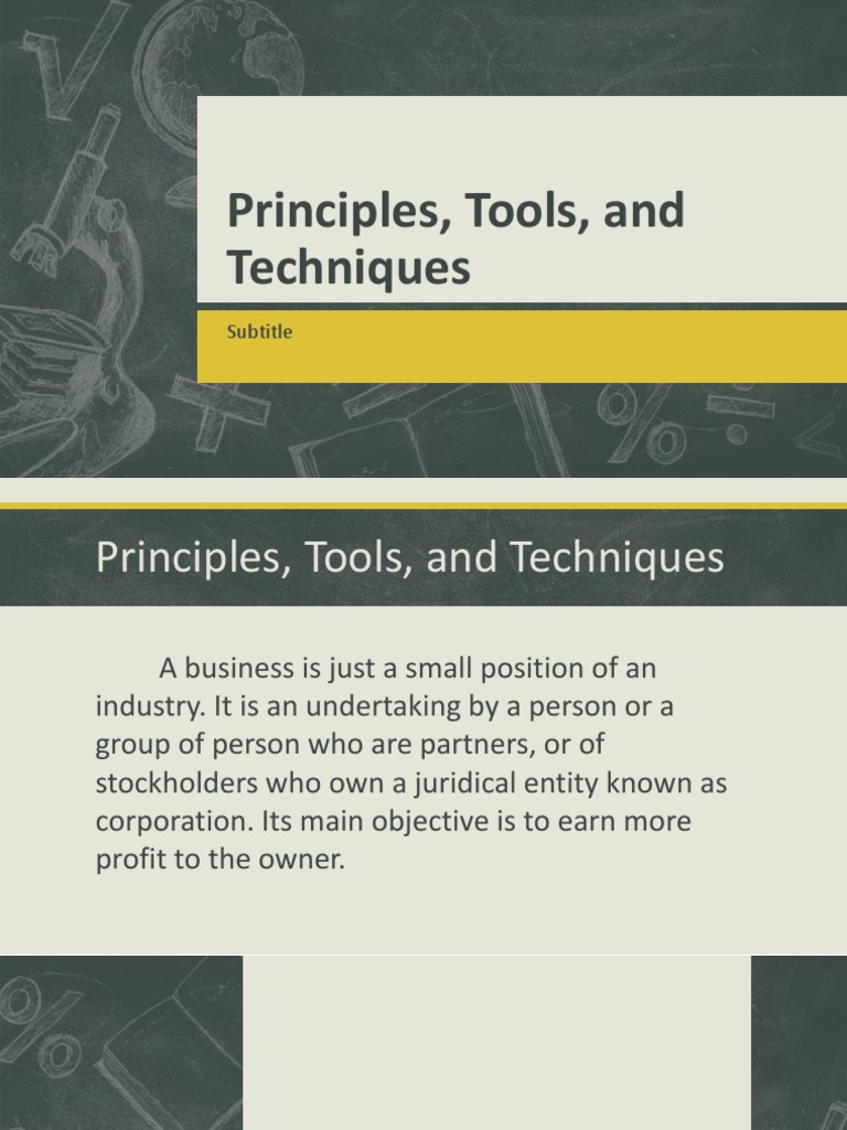 Principles Tools and Techniques 1 | PDF | Partnership | Corporations