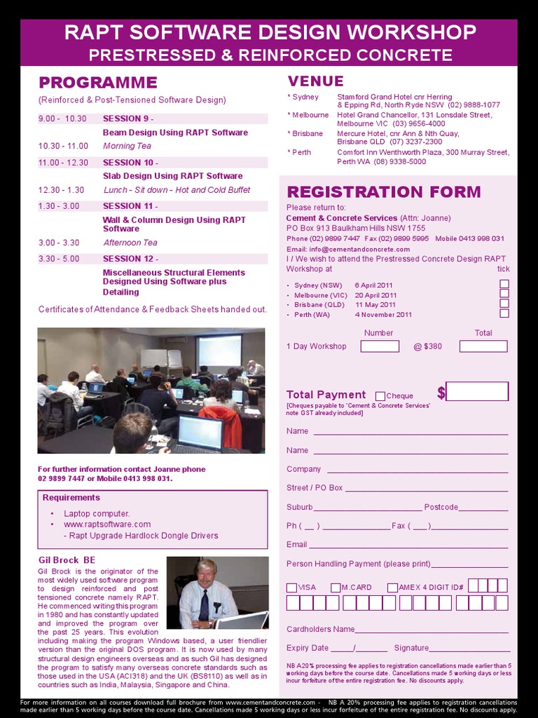 Reinforced and Post Tensioned Rapt Software Design Workshop 1 Day PDF ...