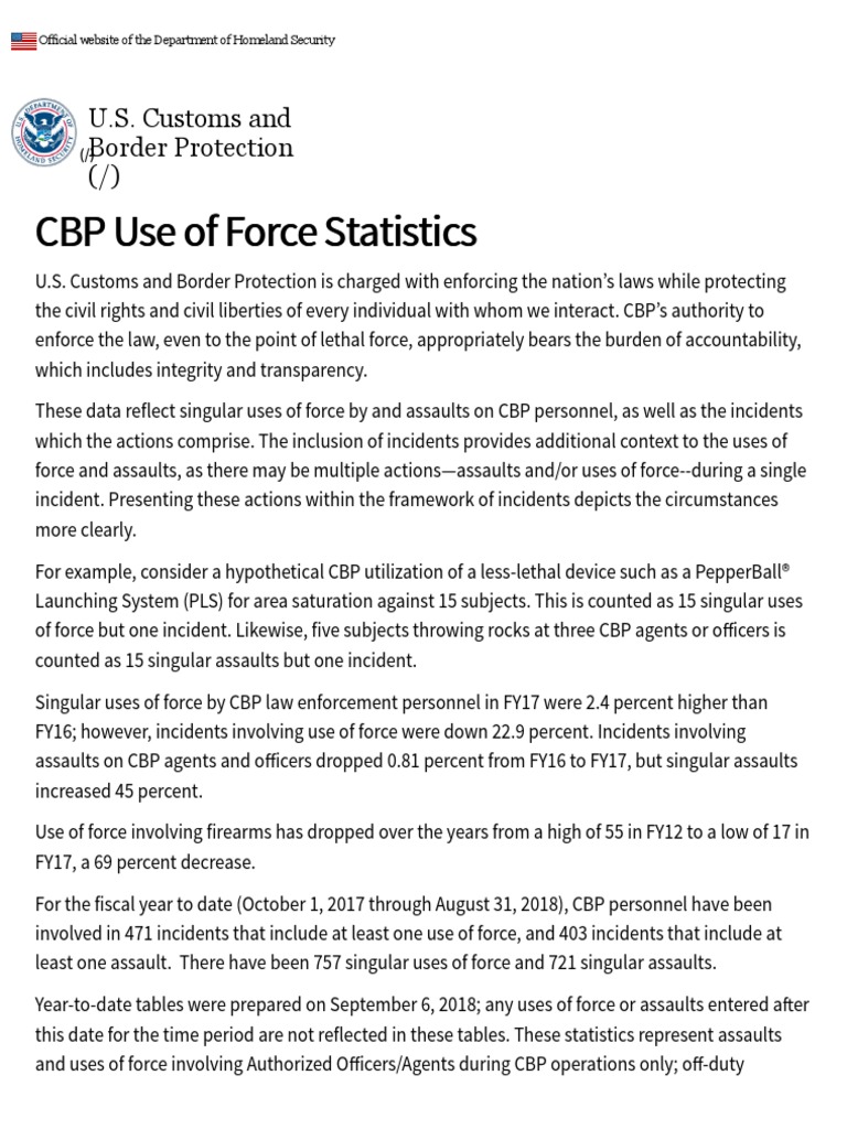 CBP Use of Force Statistics - U.S. Customs and Border Protection ...