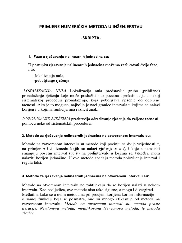 Skripta - Numeričke Metode | PDF